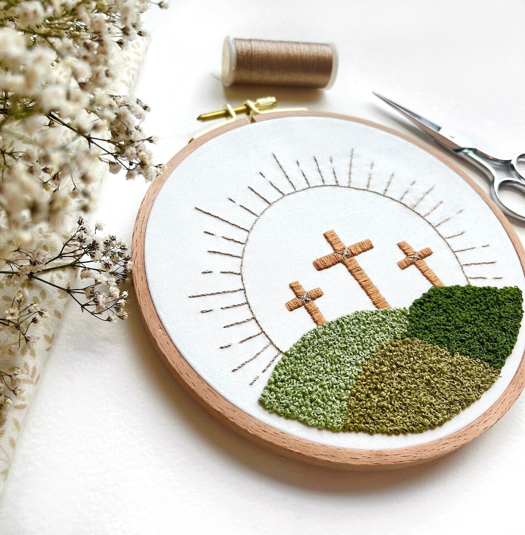 Christian Embroidery Easter Hoop Pattern Christian DIY Embroidery ...