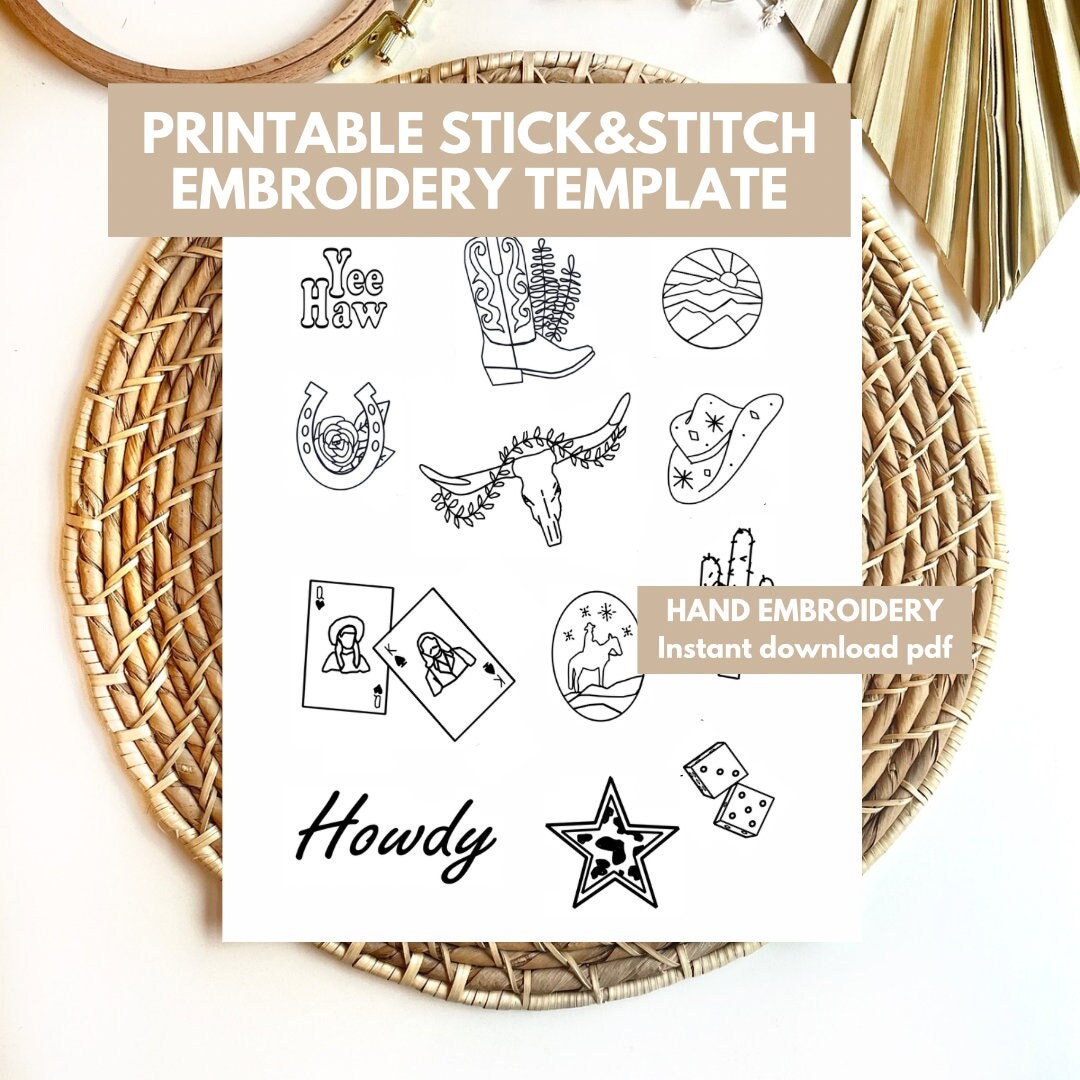 Printable Stick and Stitch Embroidery Designs Western Sewing Patterns ...