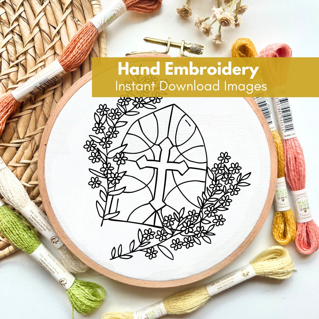 Christian Embroidery Design, Cross Embroidery Hoop, Church Hand ...