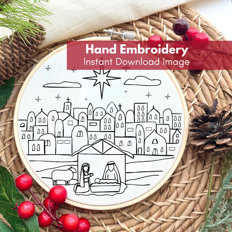 Nativity Embroidery - Etsy