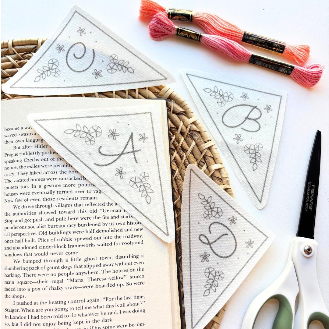 Personalized Letter Bookmark Print Stick and Stitch Embroidery Designs ...