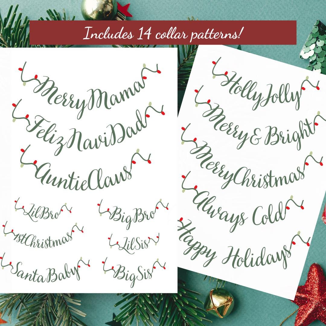 Printable Christmas Collar Stick and Stitch, Washaway Embroidery ...