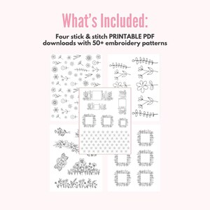 Flower Printable Stick and Stitch BUNDLE, Hand Embroidery Print and ...