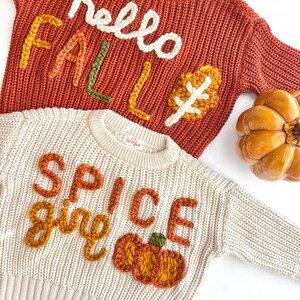 Cream Kids/baby Sweater, 3-6 MONTHS, Pumpkin Spice Hand Embroidered ...
