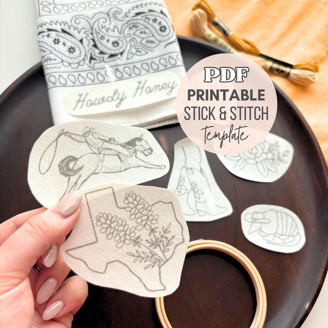Printable Texas Stick and Stitch Embroidery Designs, Western Patterns ...