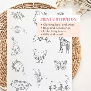 Printable Stick and Stitch Animals Embroidery Designs Floral Animals ...