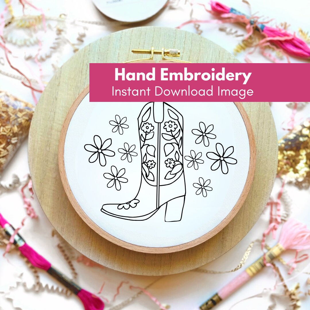 Western Embroidery Template, Printable Hand Embroidery Images, Retro ...