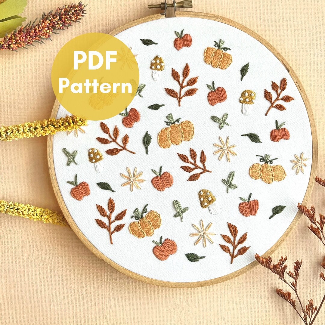 Fall Embroidery Pattern Step by Step Beginner Embroidery - Etsy