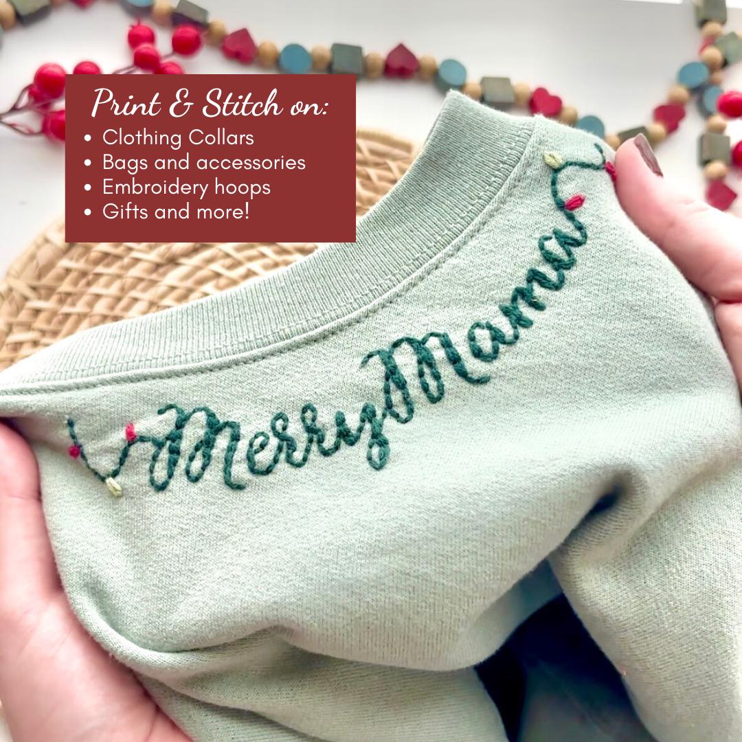 Printable Christmas Collar Stick and Stitch, Washaway Embroidery ...