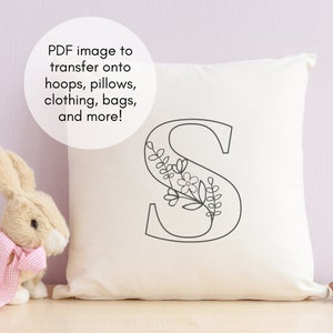 Floral Alphabet Hand Embroidery PDF Template, Instant Digital Download ...