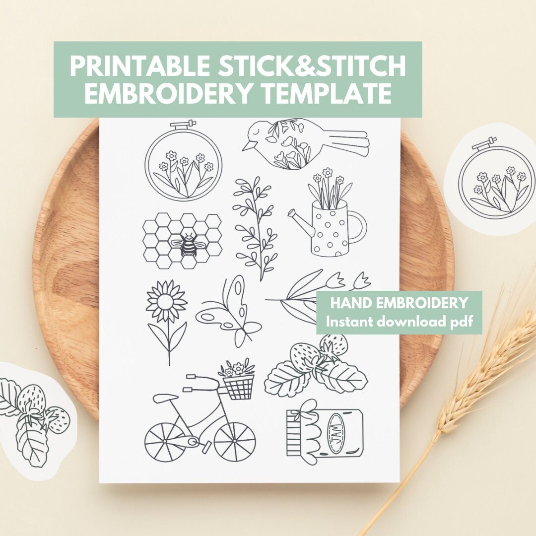 Printable Stick and Stitch Embroidery Patterns Download Garden Sewing ...