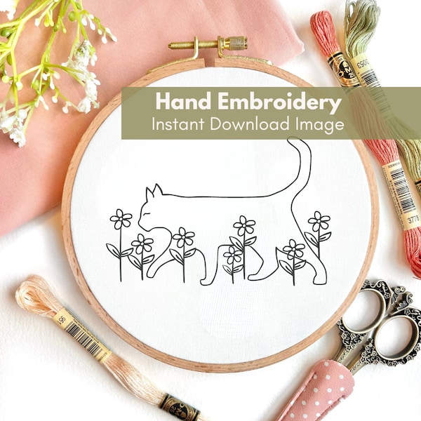 Hand Embroidery Cat - Etsy