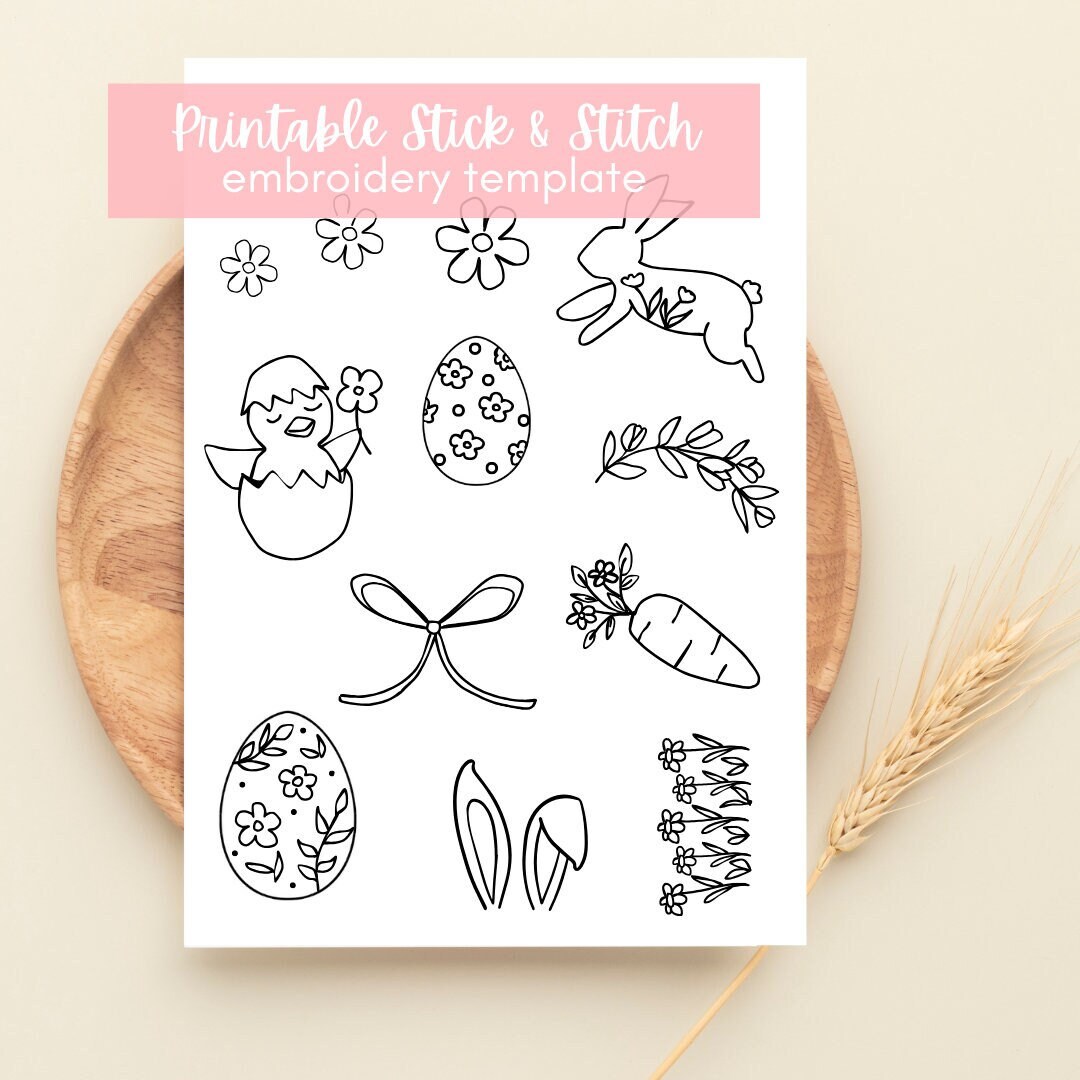 Easter Printable Stick and Stitch Embroidery Designs - Etsy