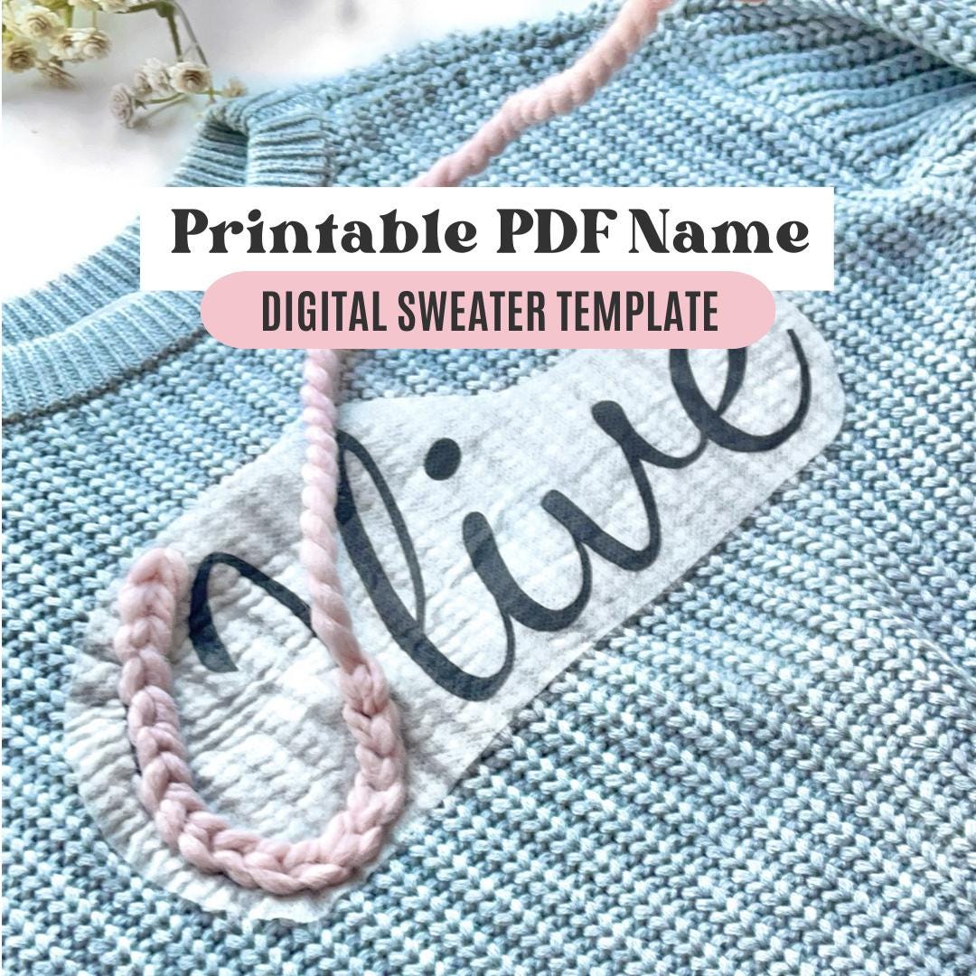 Custom PDF Embroidered Sweater, Digital Name File Stick and Stitch ...