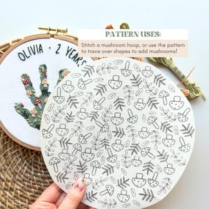 Embroidery Handprint Stick and Stitch, Mushroom Kids Handprint Craft ...