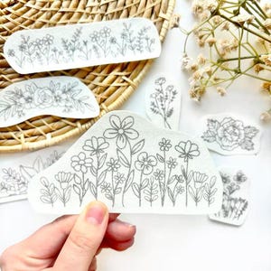 Flower Printable Stick and Stitch BUNDLE, Hand Embroidery Print and ...