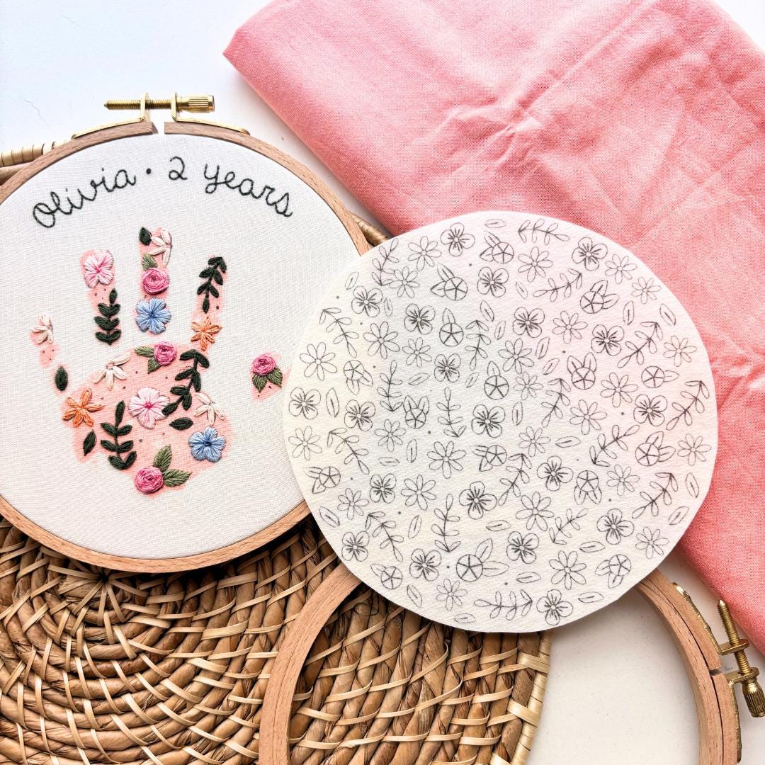 Embroidery Handprint Keepsake, Kids Handprint Craft for Mothers Day ...
