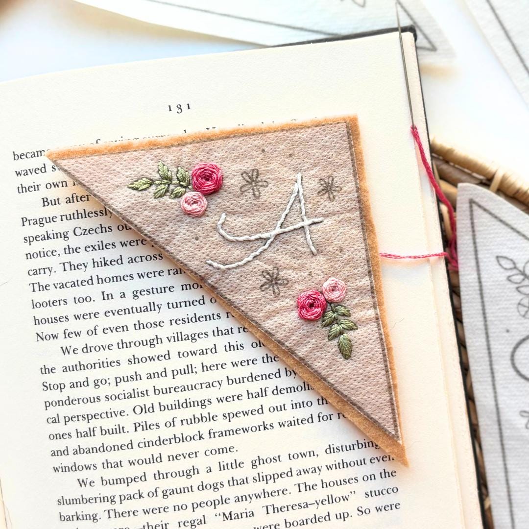 Personalized Letter Bookmark Print Stick and Stitch Embroidery Designs ...