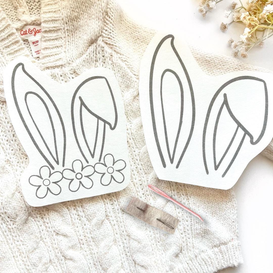 DIY Easter Embroidered Sweater, Bunny Stick and Stitch, Knit Sweater ...