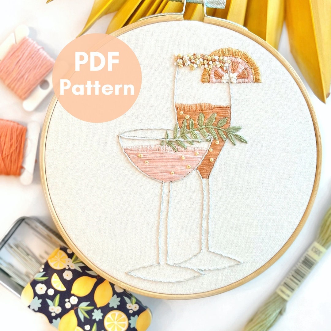 Embroidery Pattern Cocktails Instant Download PDF Pattern Alcohol ...