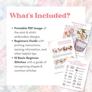 Flower Printable Stick and Stitch BUNDLE, Hand Embroidery Print and ...