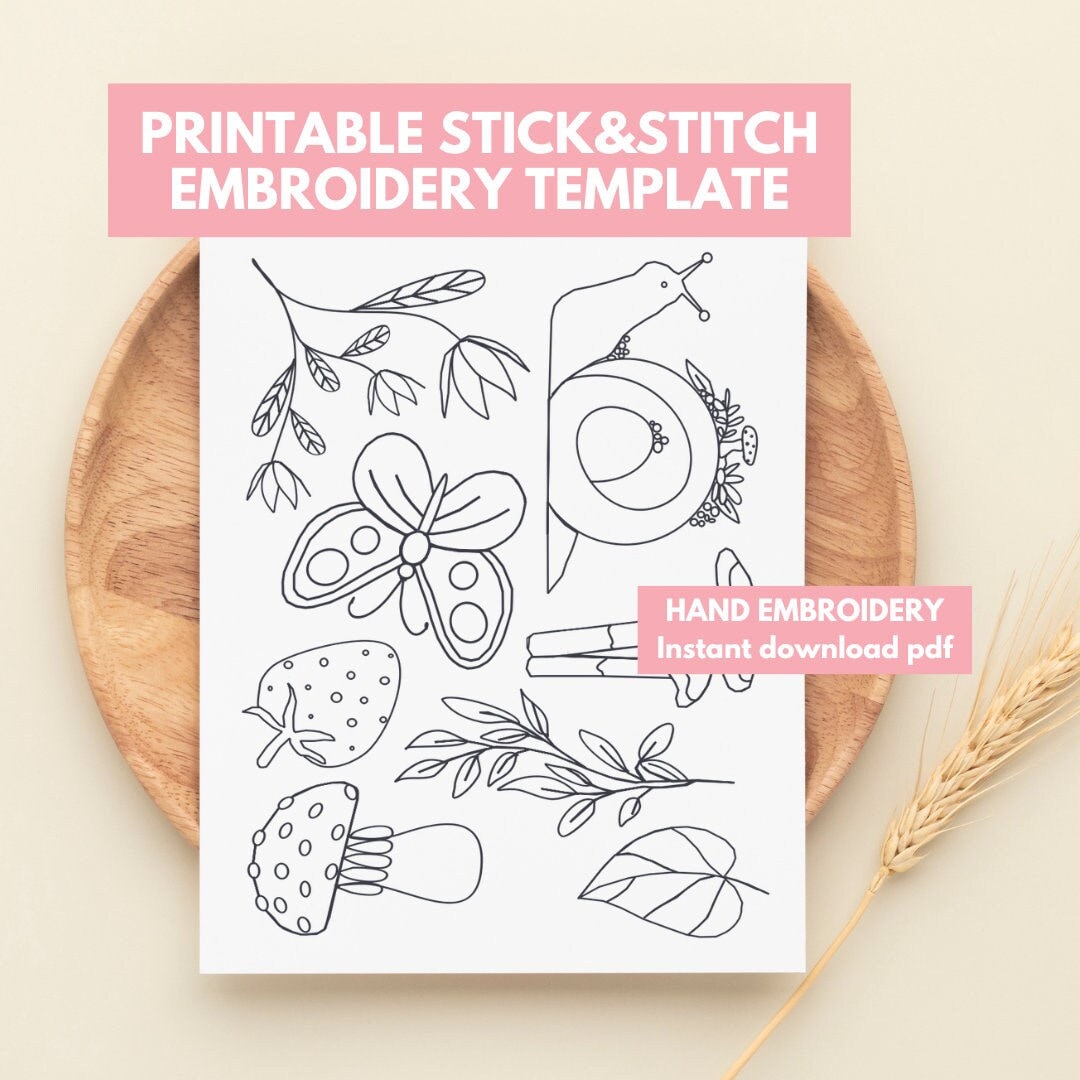 Printable Stick and Stitch Embroidery Patterns Download Cottage Core ...