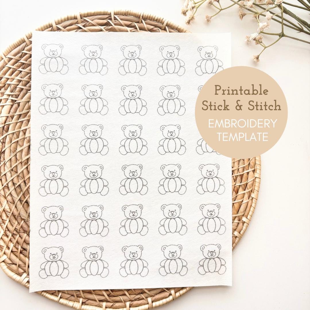 Teddy Bear Printable Stick and Stitch Embroidery Patterns Download Fall ...