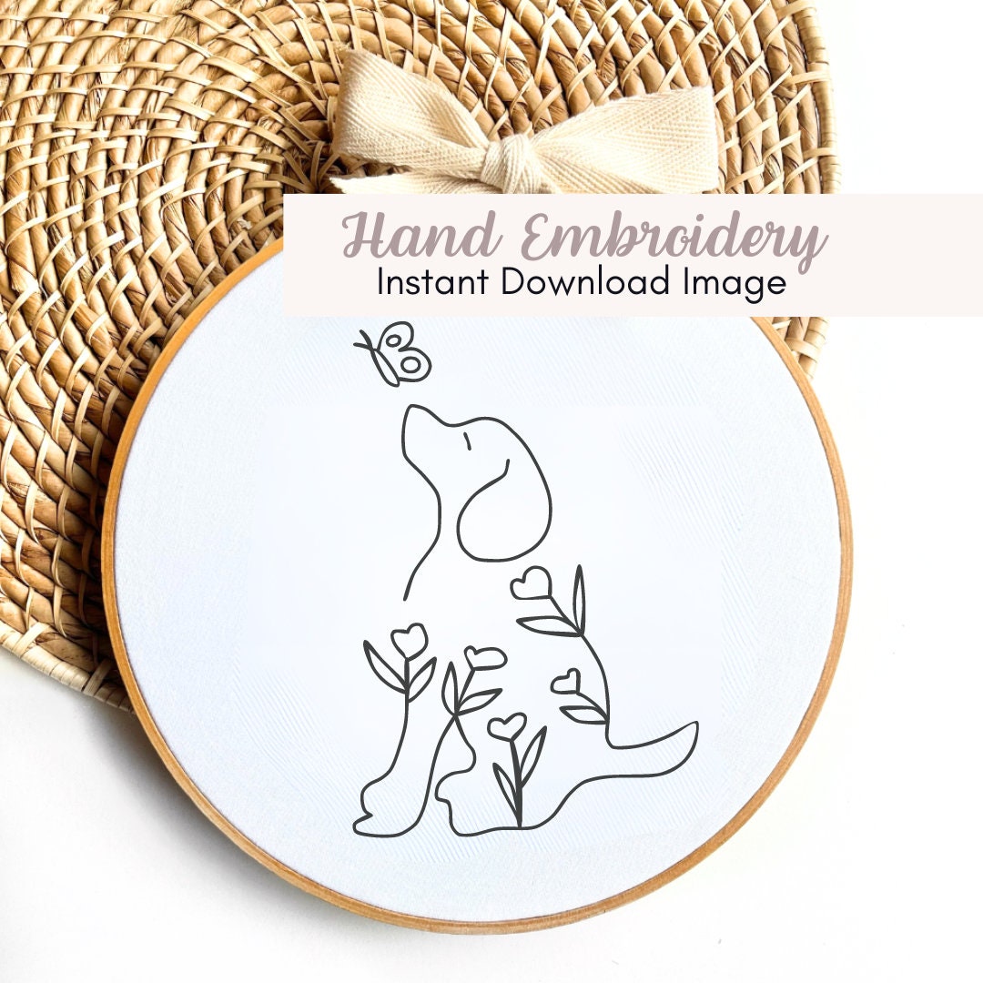 Dog Handembroidery Template Animal Hand Embroidery Puppy Beginner ...