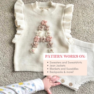 DIY Hand Embroidered Floral Initial Sweater Kit, Baby Sweater DIY Craft ...