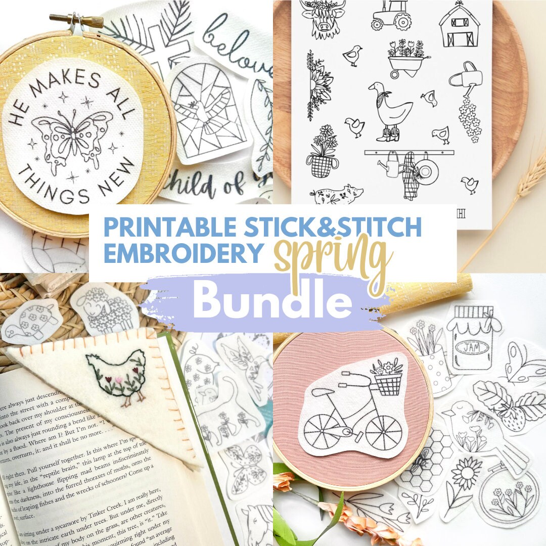 Spring Embroidery Bundle, Stick and Stitch Handembroidery Bundle ...