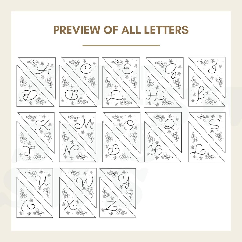 Personalized Letter Bookmark Print Stick and Stitch Embroidery Designs ...