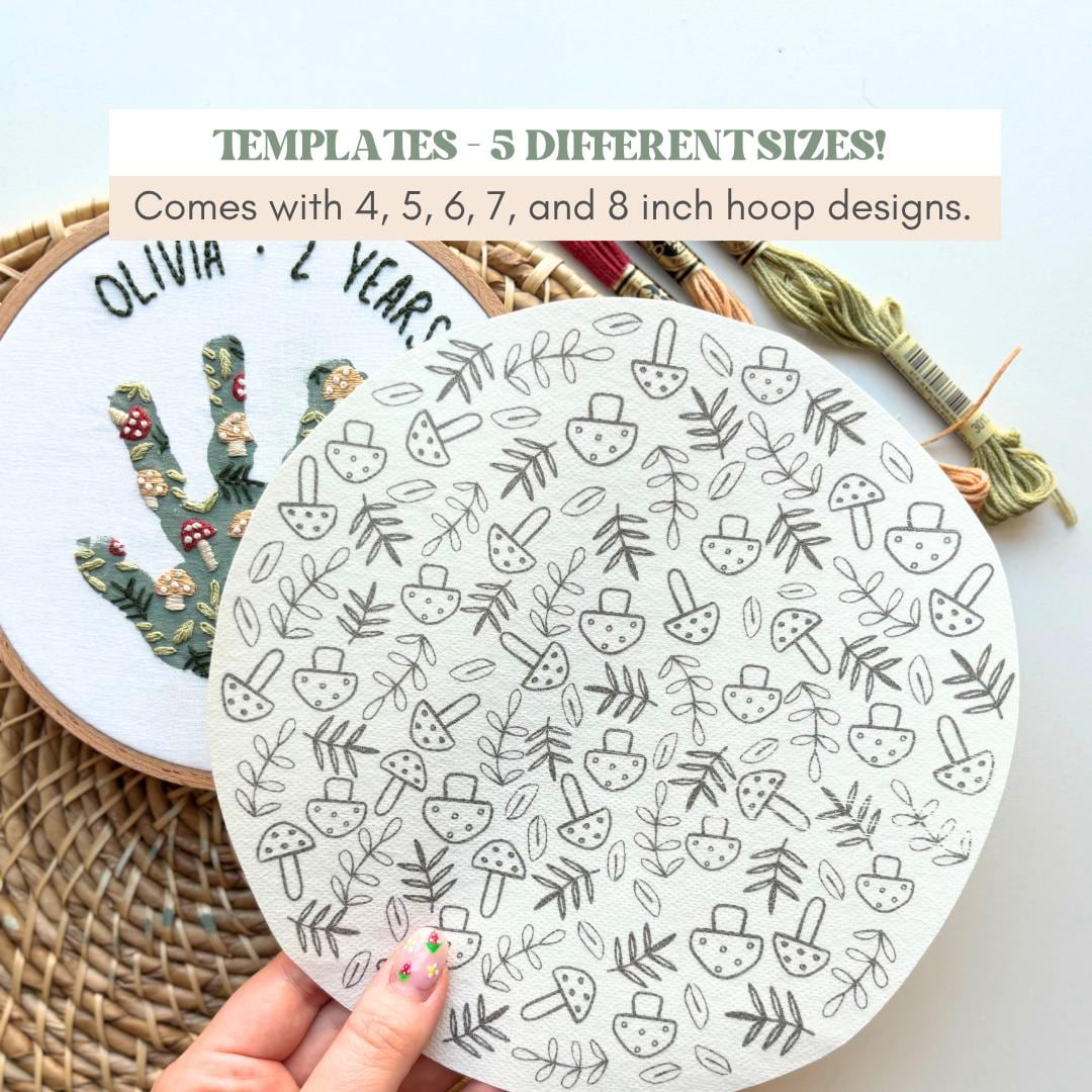 Mushroom Handprint Keepsake, Kids Embroidery PDF Pattern, Handprint ...