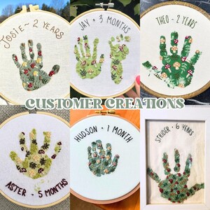 Mushroom Handprint Keepsake, Kids Embroidery PDF Pattern, Handprint ...