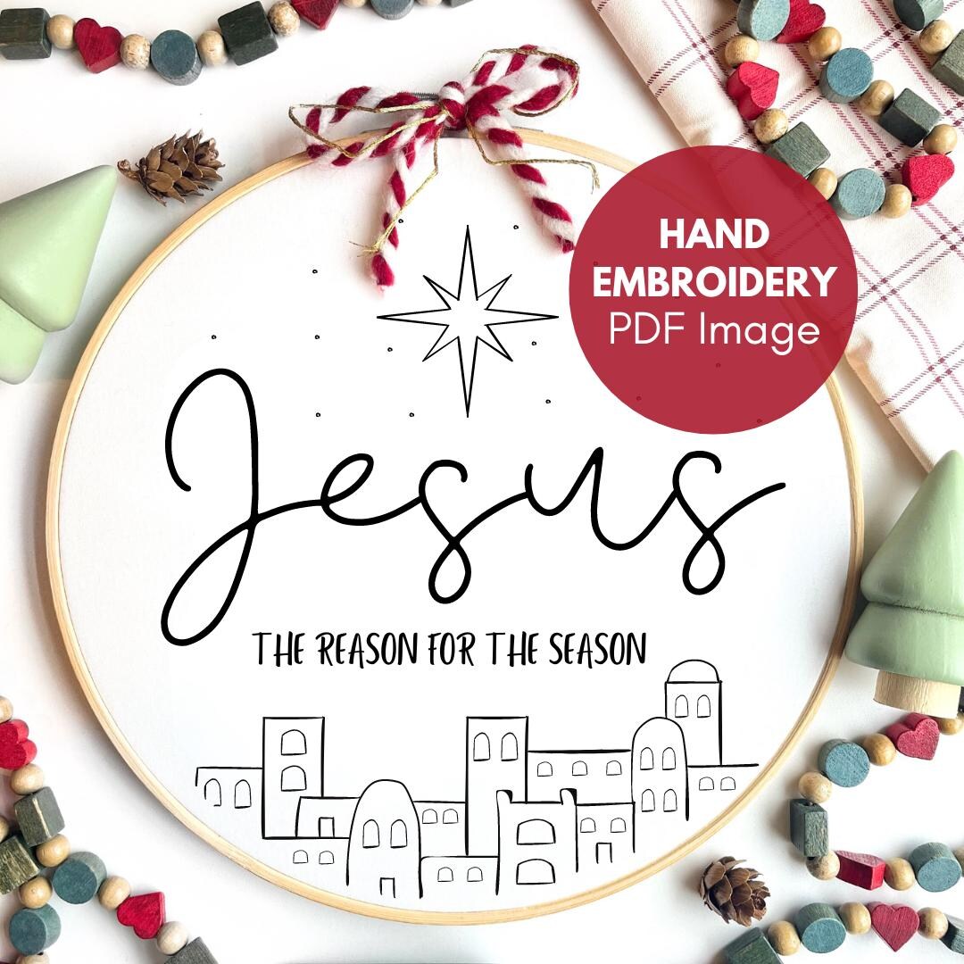Christian Hand Embroidery Image, Christmas PDF Embroidery Template ...