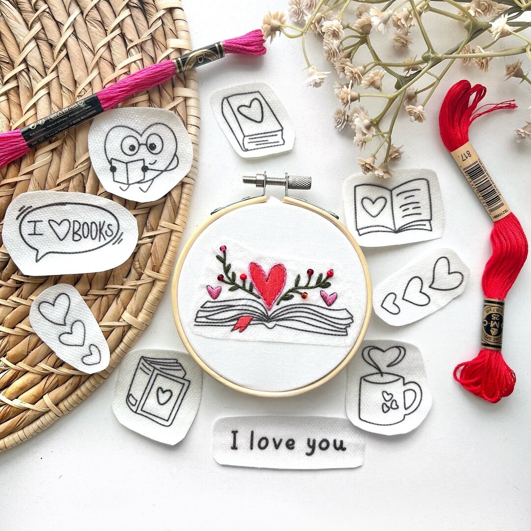 Bookish Embroidery Patterns Valentines Stick and Stitch Handembroidery ...