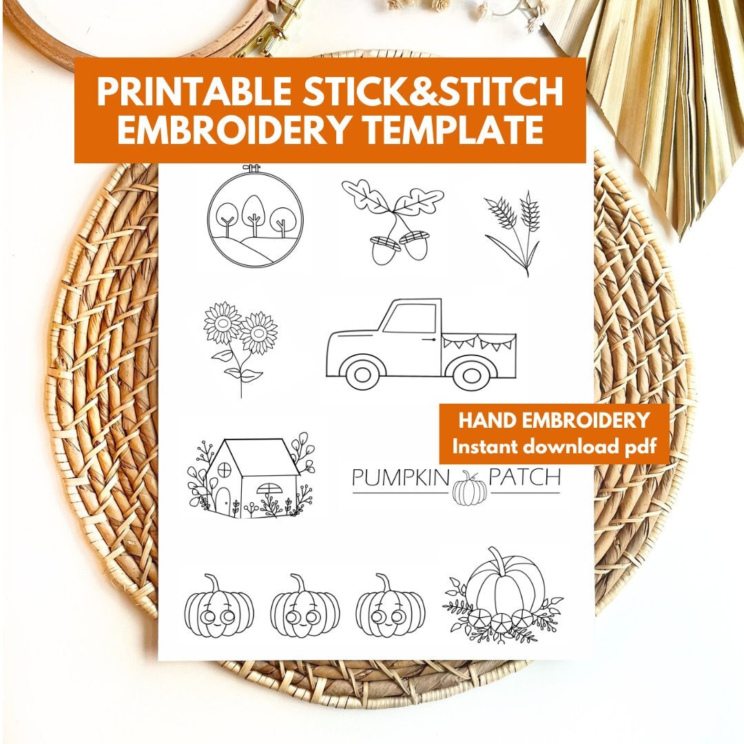 Printable Stick and Stitch Embroidery Patterns Download Fall Sewing ...