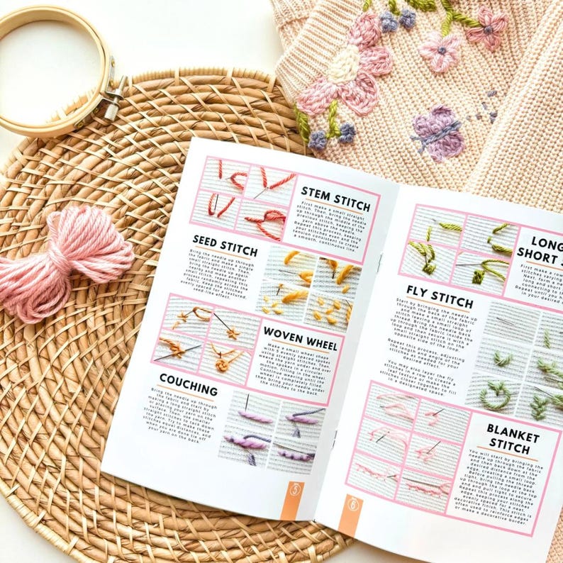 PDF Embroidery Book, Hand Embroidery Stitching Guide, Embroidered ...