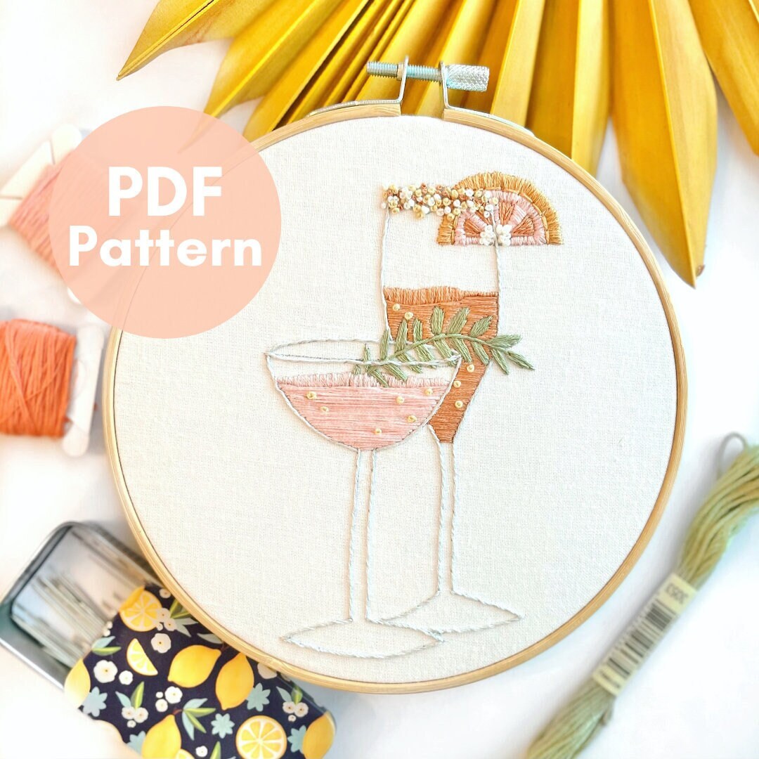 Embroidery Pattern Cocktails Instant Download Art PDF Pattern - Etsy UK