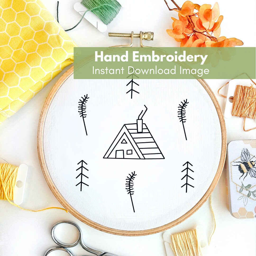 Cabin Embroidery Image Download, Outdoor Embroidery Design, Cozy ...