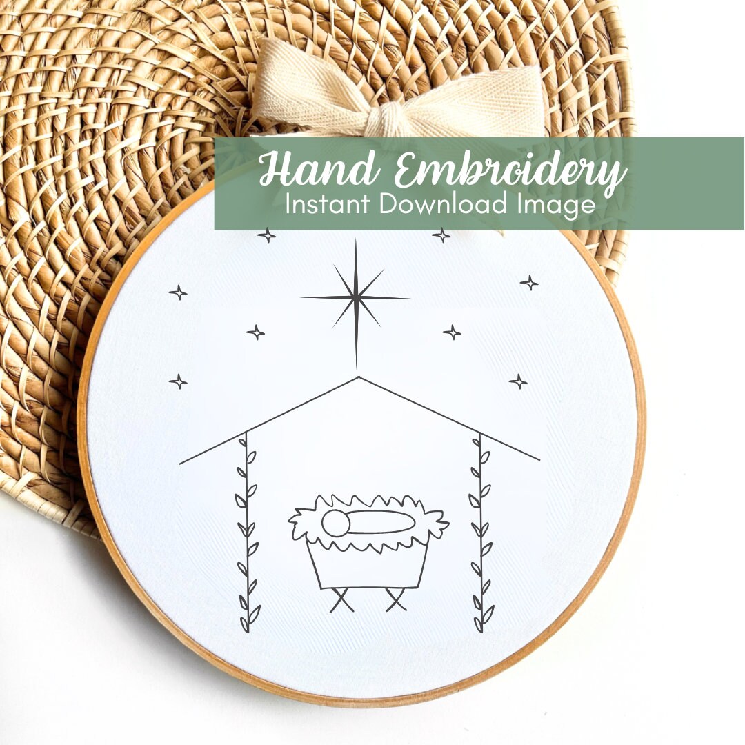 Nativity Scene Embroidery Template, Christmas Nativity Embroidery Image ...