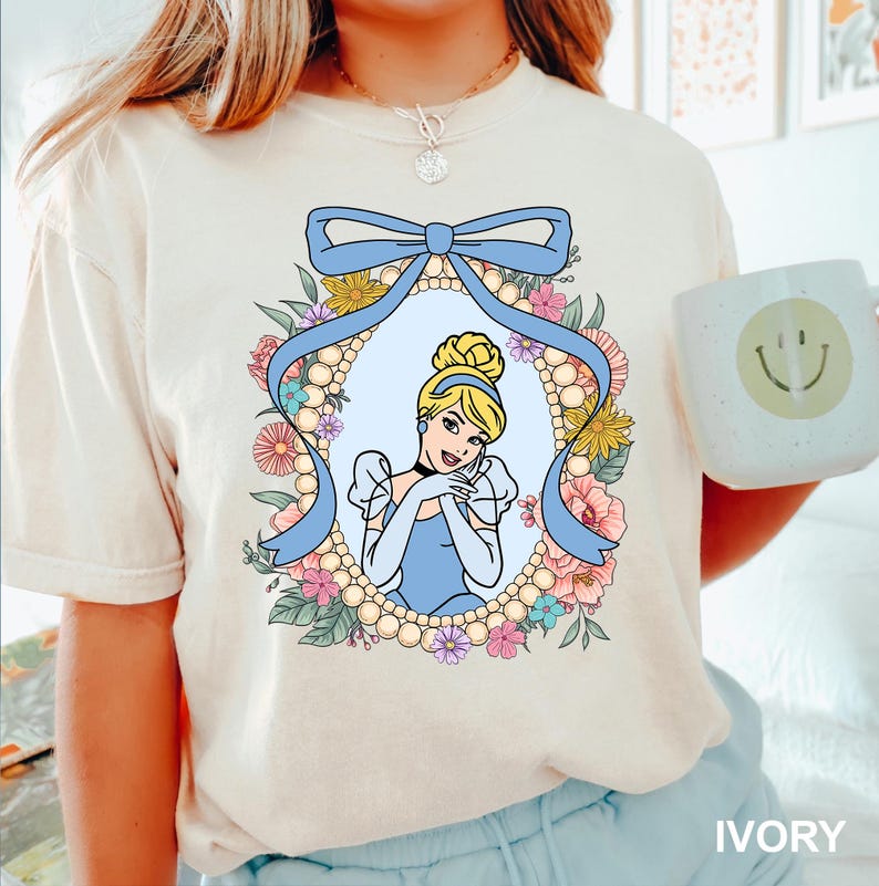 Comfort Colors Disney Princesses Shirt Disney Princess Mirror Coquette Ariel Elsa Anna Rapunzel ...