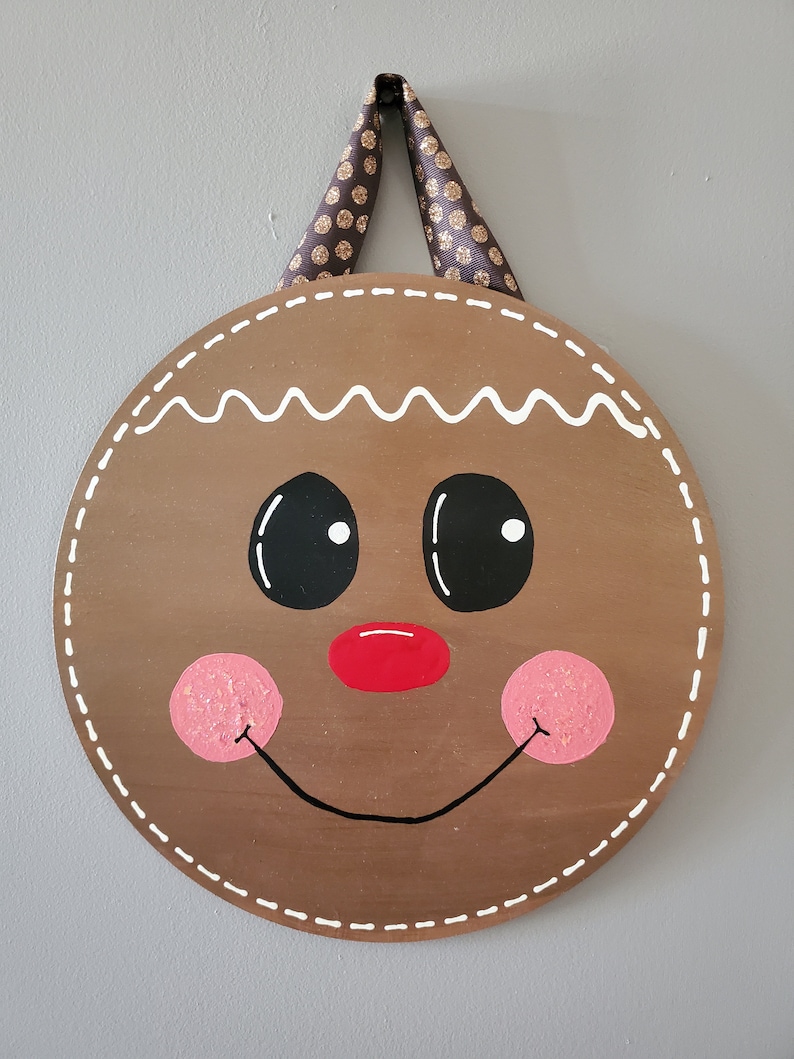 Gingerbread Man Wood Decor Hand Painted Door Hanger Wall Art - Etsy