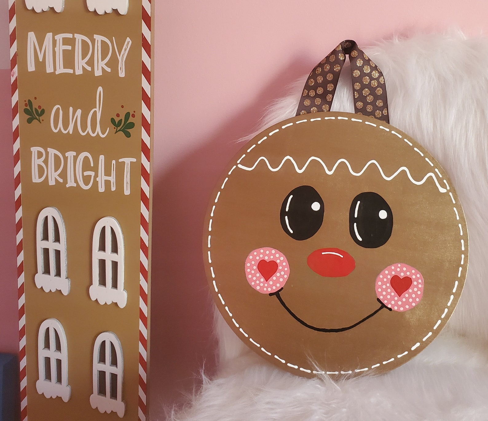 Gingerbread Man Wood Decor Hand Painted Door Hanger Wall Art - Etsy