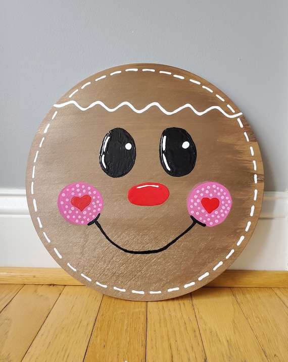 Gingerbread Man Wood Decor Hand Painted Door Hanger Wall Art - Etsy