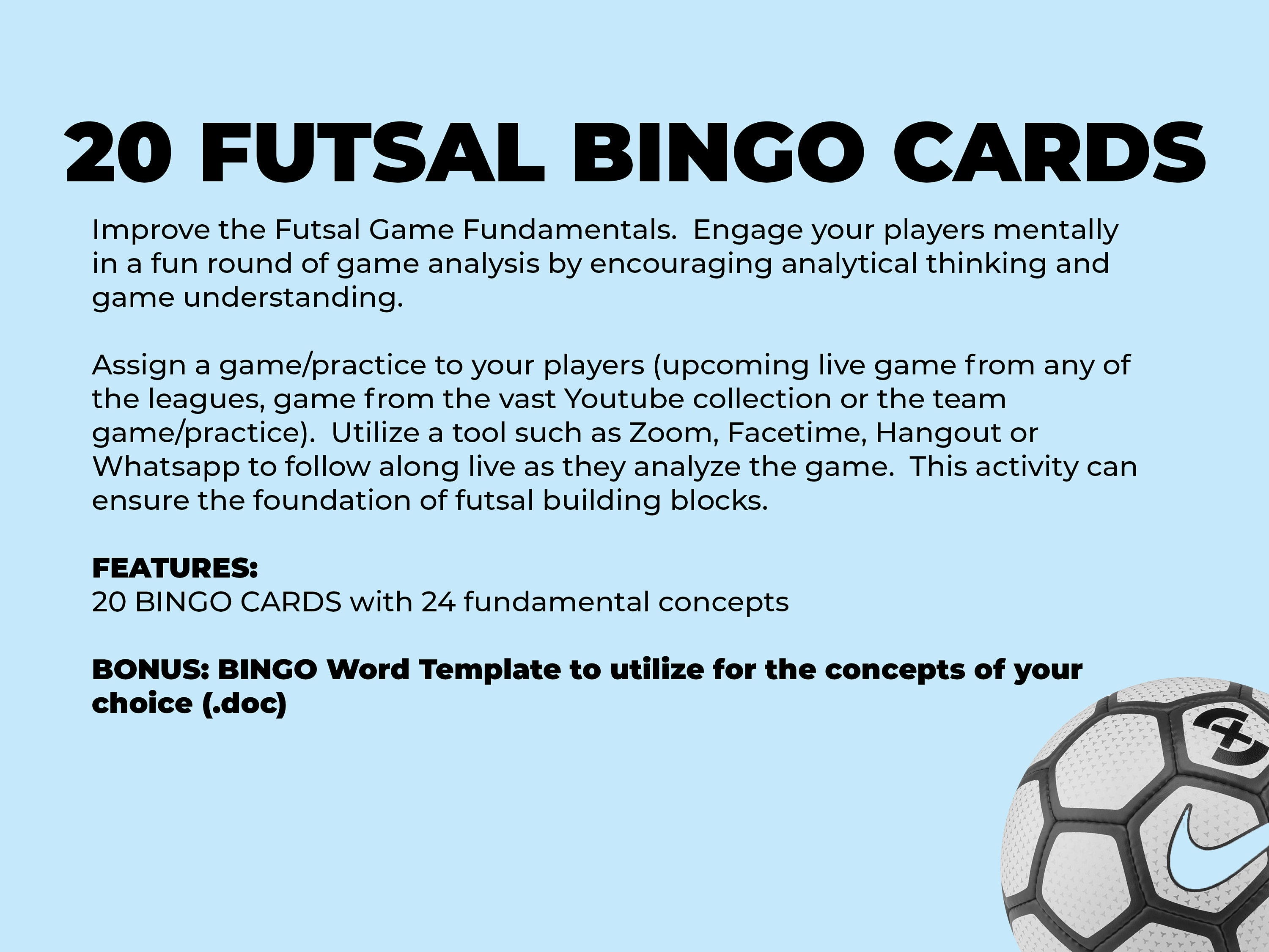Futsal Game Bingo: 20 Printables for Futsal Strategy & Tactics - Etsy