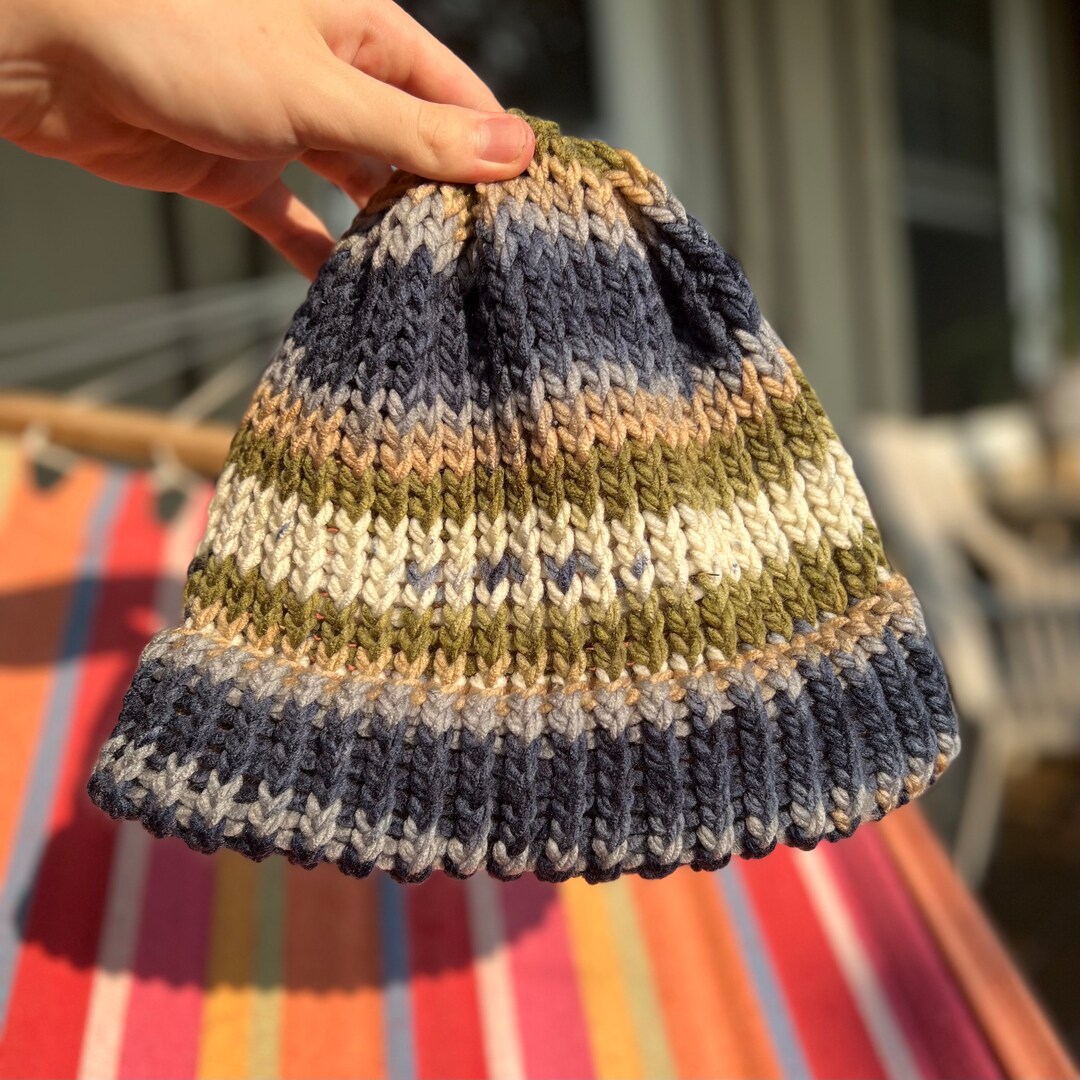 Green, Blue, and White Stripped Knit Hats Stay Warm and Stylish With ...
