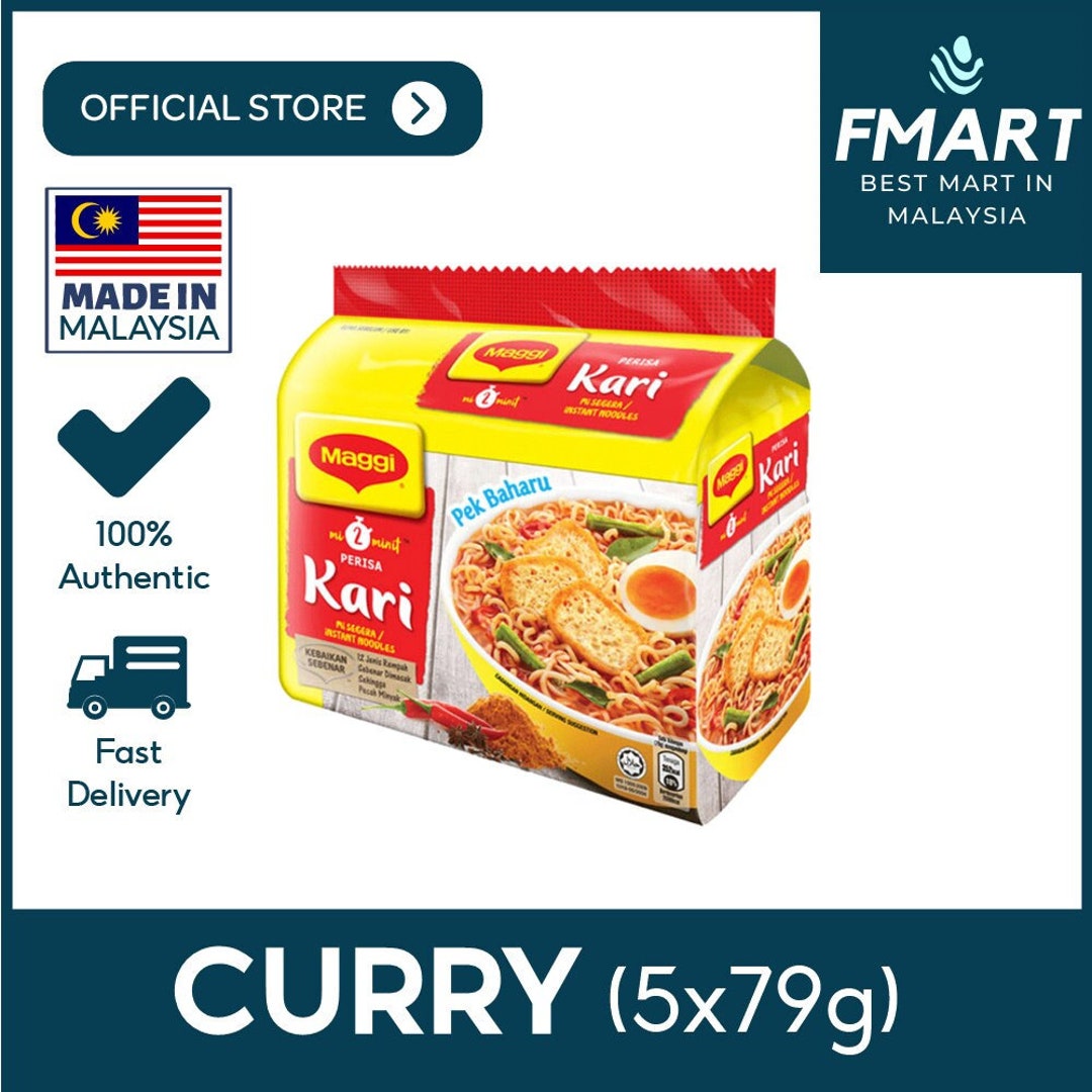 Maggi Nestle Malaysia 2 Minute Instant Curry Flavour Masala Noodles 5 Packs X 79g Kari Spicy ...