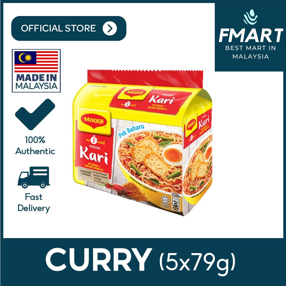 Maggi Nestle Malaysia 2 Minute Instant Curry Flavour Masala Noodles 5 Packs X 79g Kari Spicy ...