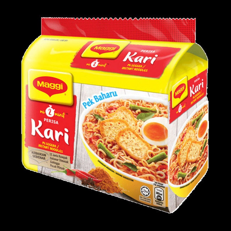 Maggi Nestle Malaysia 2 Minute Instant Curry Flavour Masala Noodles 5 ...