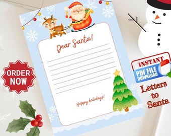 Santa Letter Digital Printable PDF Letter to Santa Instant Download ...